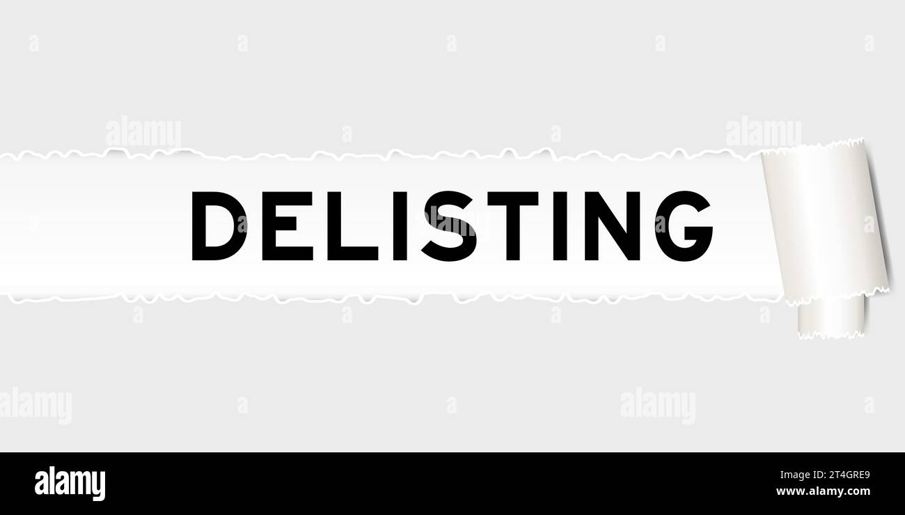 Ripped gray paper background that have word delisting under torn part ...