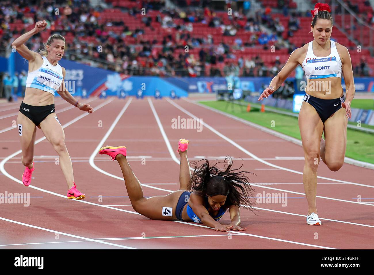 Maria Victoria Woodward of team Argentina watches as Laura Patricia ...