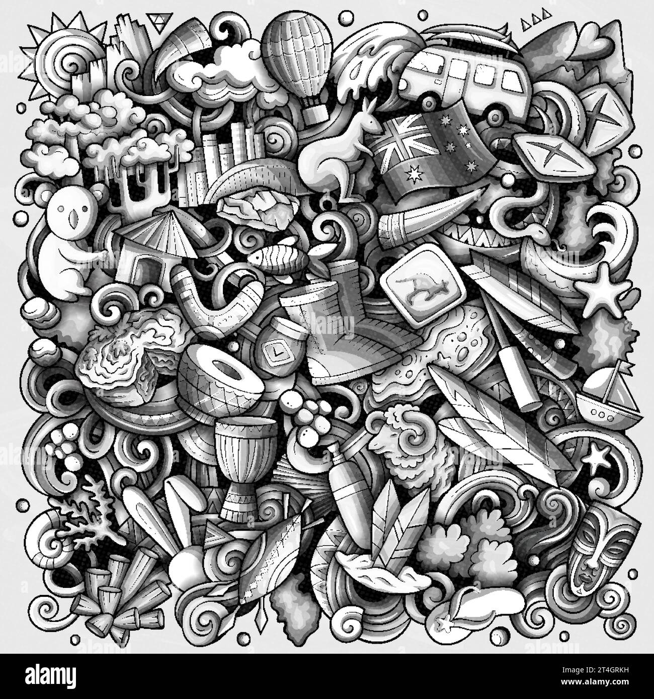 Australia cartoon doodle illustration. Funny Australian design ...
