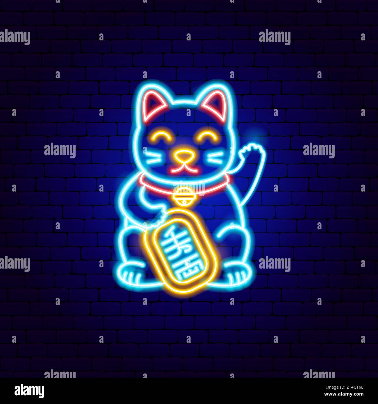 Chinese Luck Cat Neon Sign Stock Vector Image & Art - Alamy