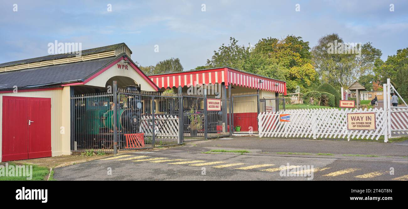 Steam train in the railway station at Wickstead Park children's ...