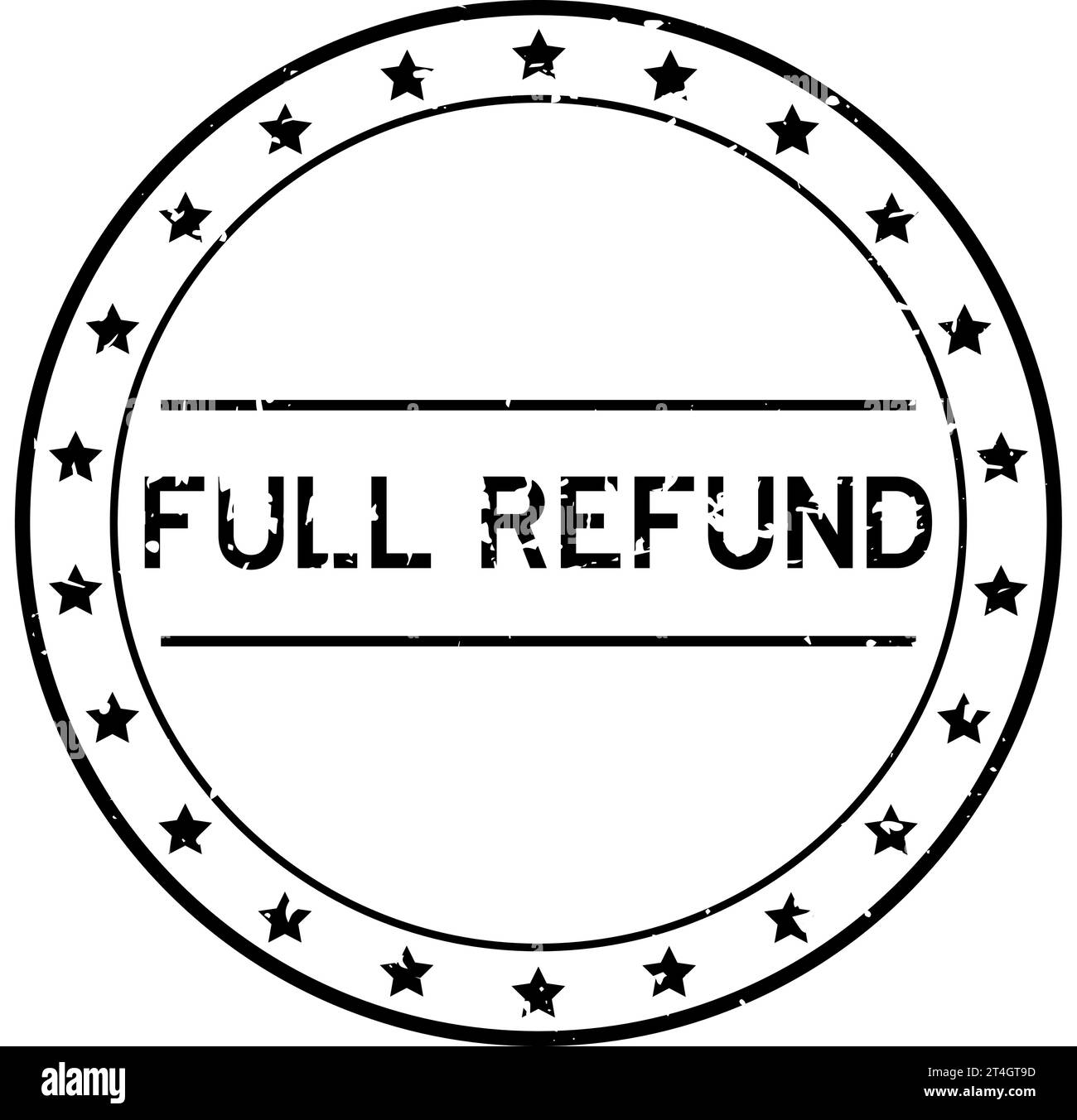 Grunge black full refund word round rubber seal stamp on white ...
