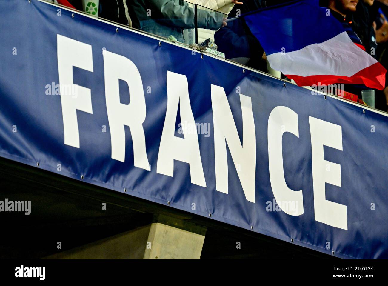 illustration picture showing a french flag waving above a FRANCE banner ...