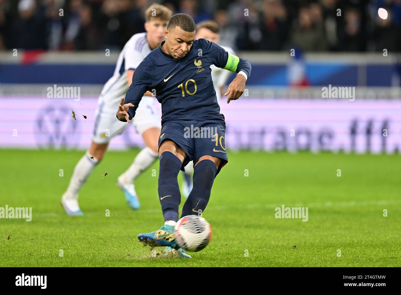Kylian Mbappe (10) of France scoring a goal pictured during a soccer ...