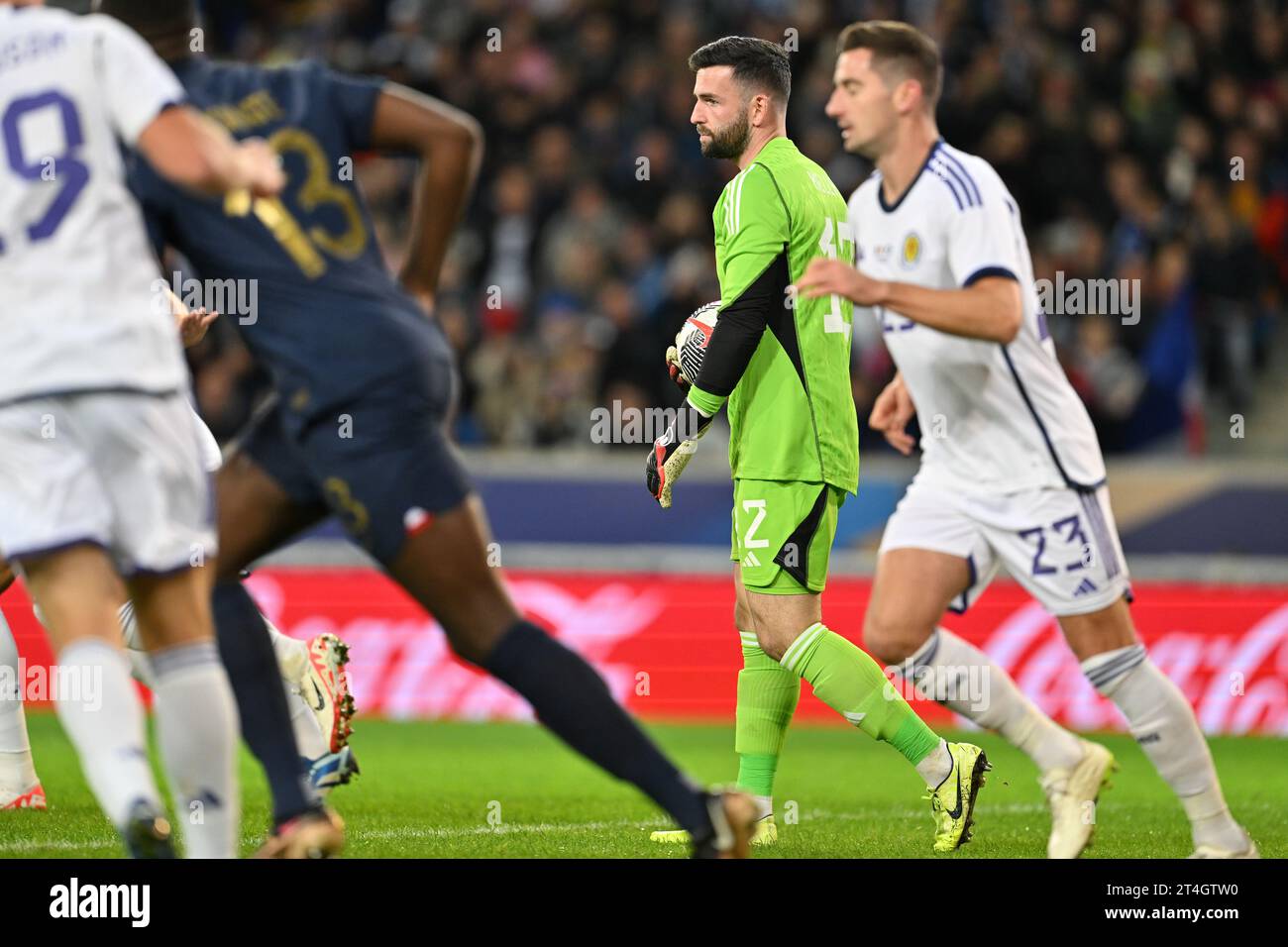 Lille, France. 17th Oct, 2023. goalkeeper Liam Kelly (12) of Scotland ...