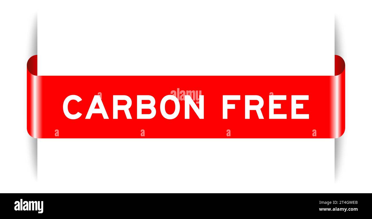 Red color inserted label banner with word carbon free on white ...