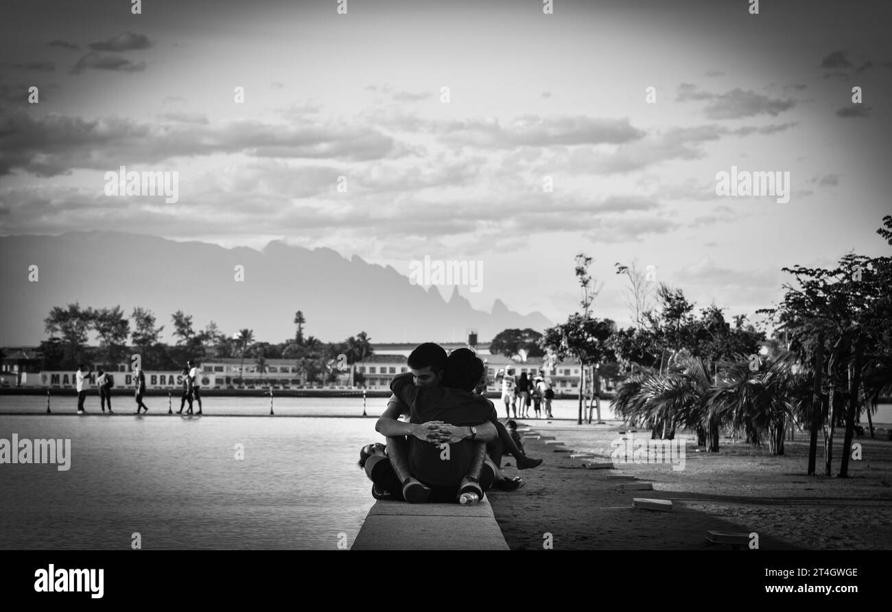An Affectionate Embrace by Two Young Men at Pier Mauá - Rio de Janeiro ...