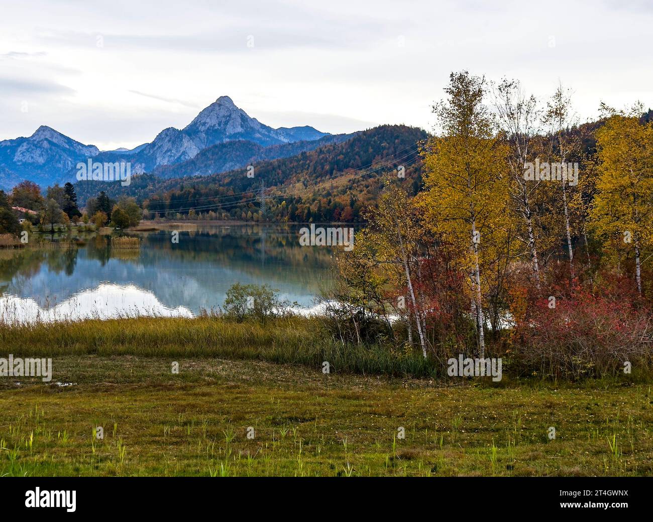 Lake Weissensee surrounded by colorful trees in autumn on Oct 30, 2023 ...