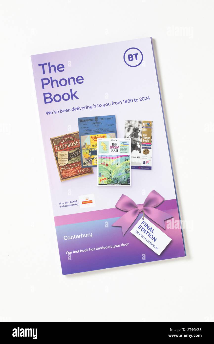 The front cover of the BT phone book for Canterbury, Kent, UK Stock ...