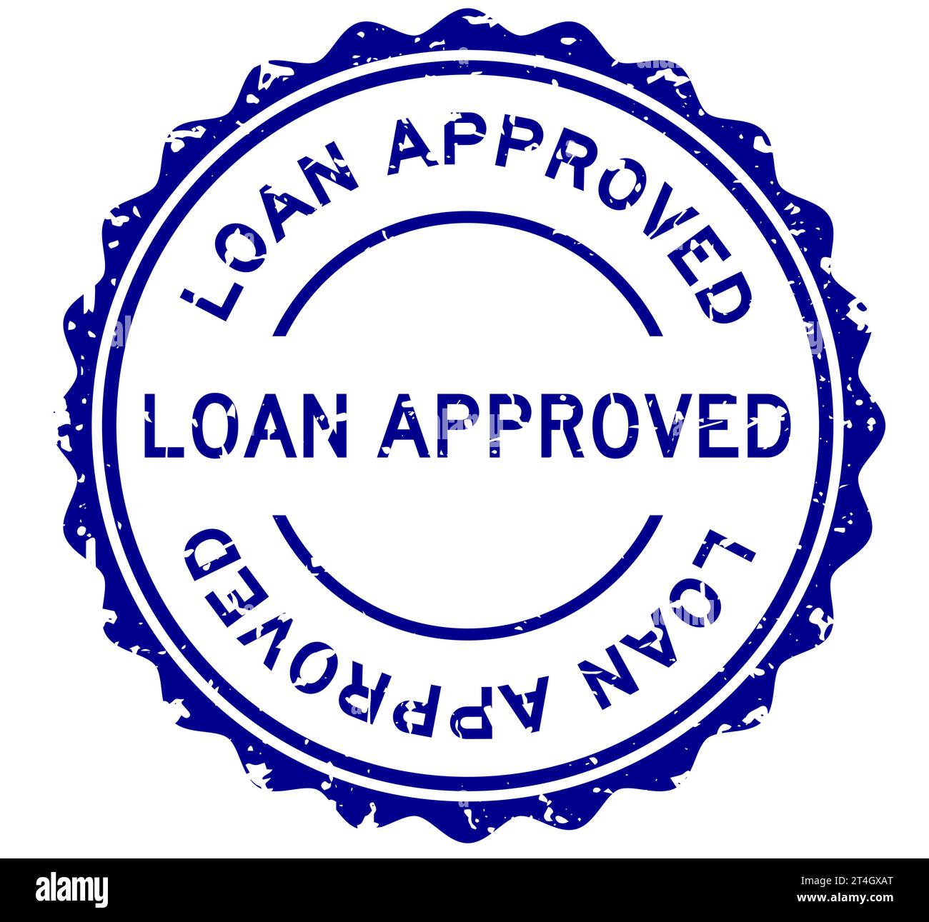 Grunge blue loan approved word round rubber seal stamp on white ...