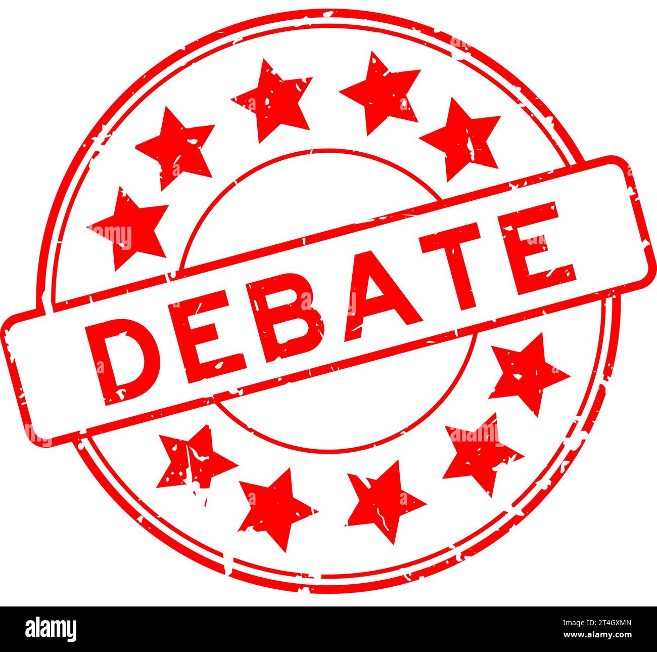 Grunge red debate word with star icon round rubber seal stamp on white background Stock Vector ...