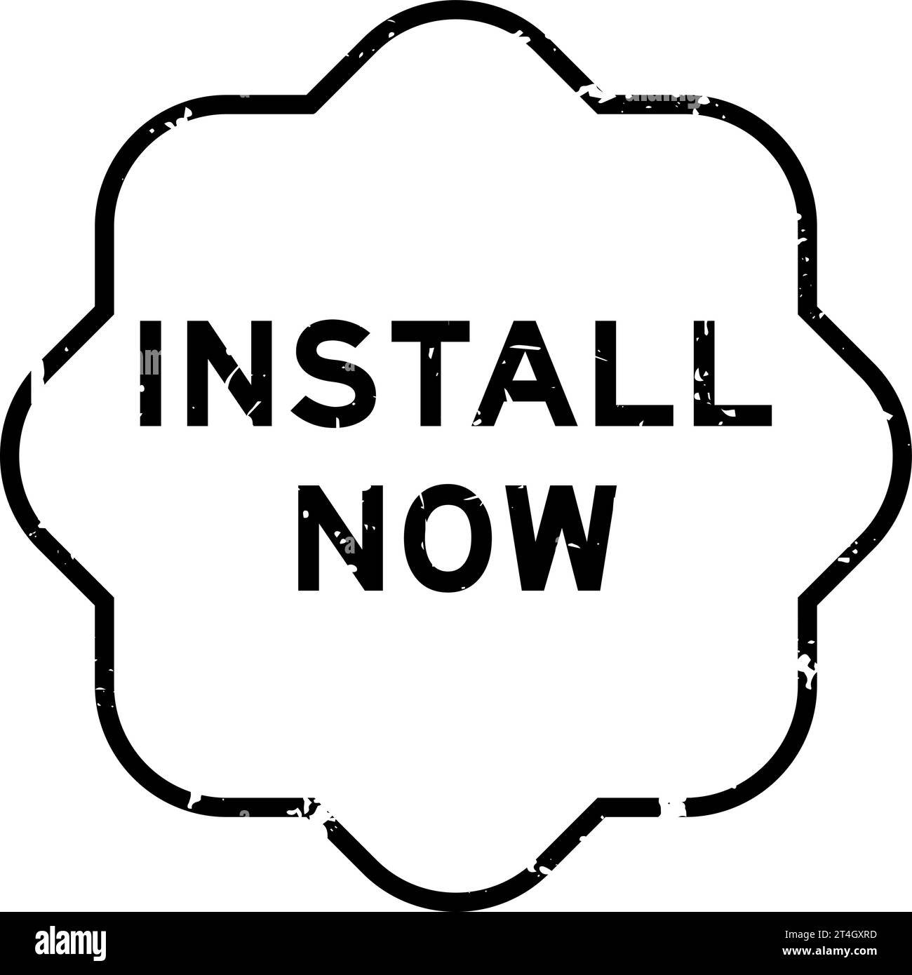 Grunge black install now word rubber seal stamp on wthie background ...