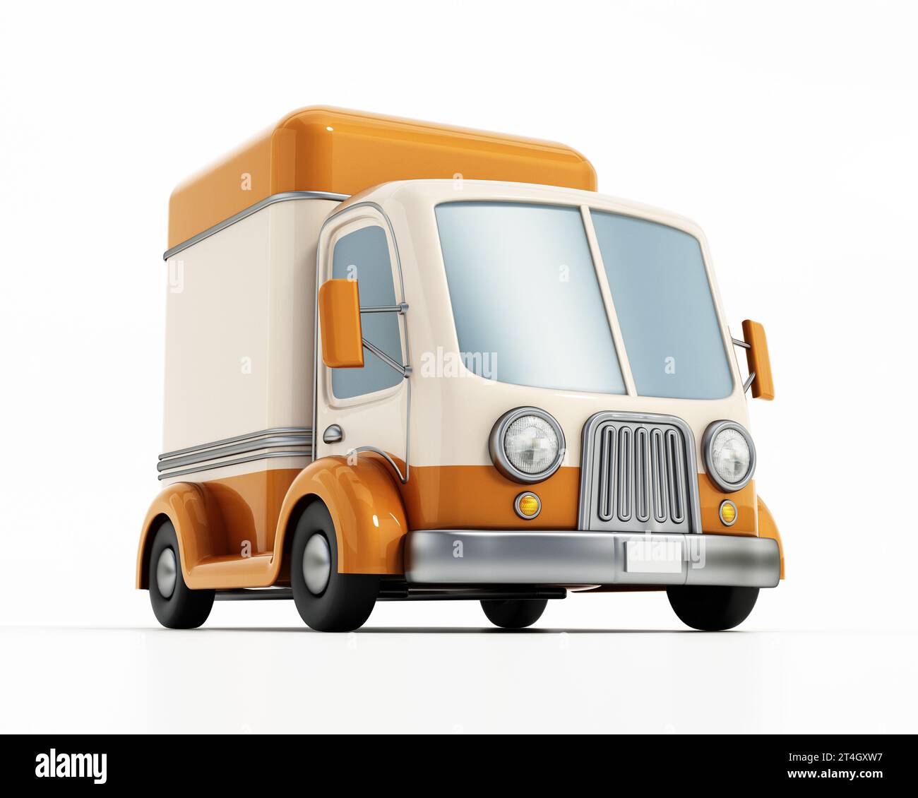 Cartoon delivery truck isolated on white background. 3D illustration ...