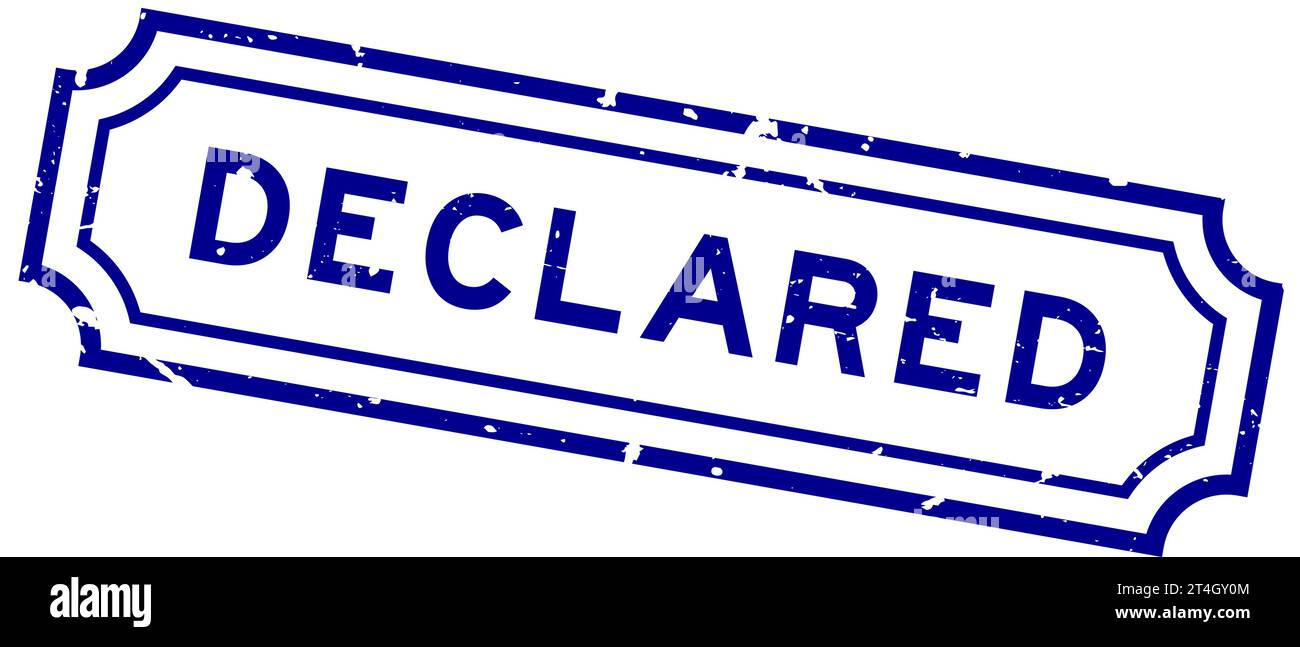 Grunge blue declared word rubber seal stamp on white background Stock ...