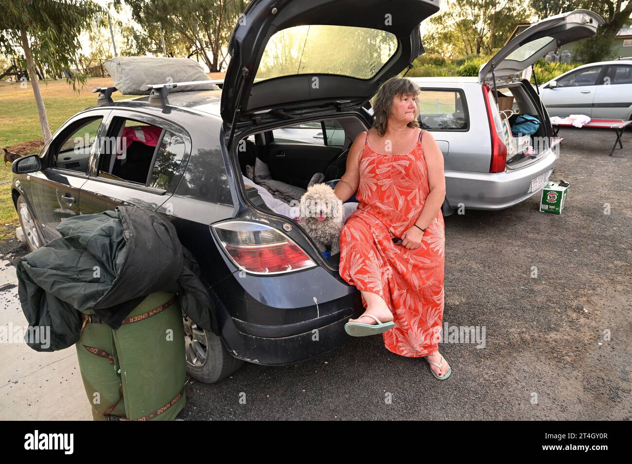 Australia. 31st Oct, 2023. Tara bushfire evacuee Joanne Hill is seen ...