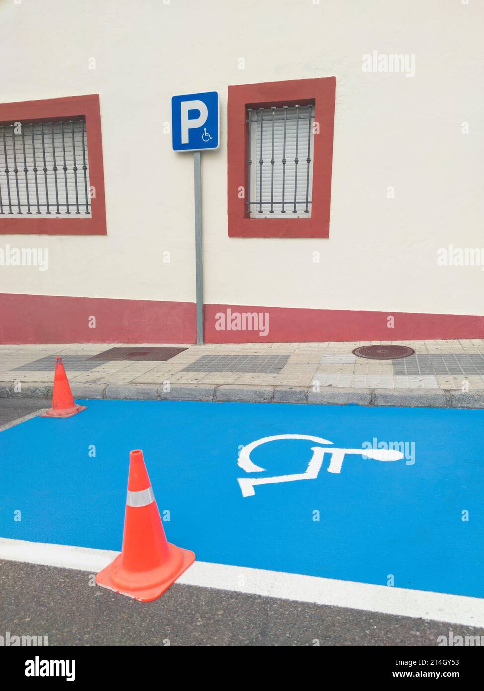 Reserved parking for vehicles of people with disabilities. Just painted ...
