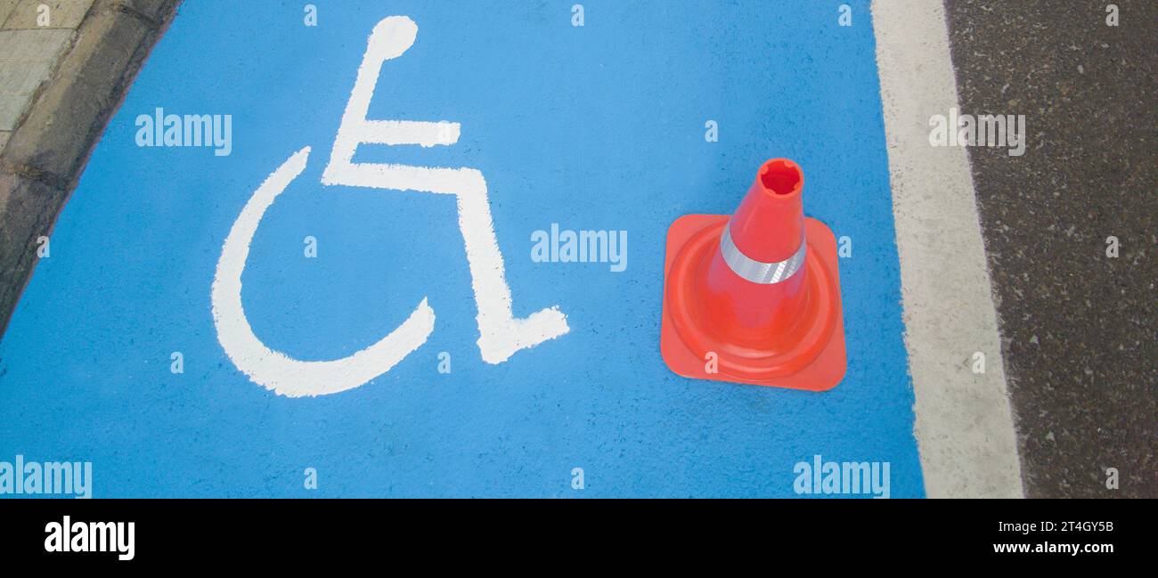 Reserved parking for vehicles of people with disabilities. Just painted ...