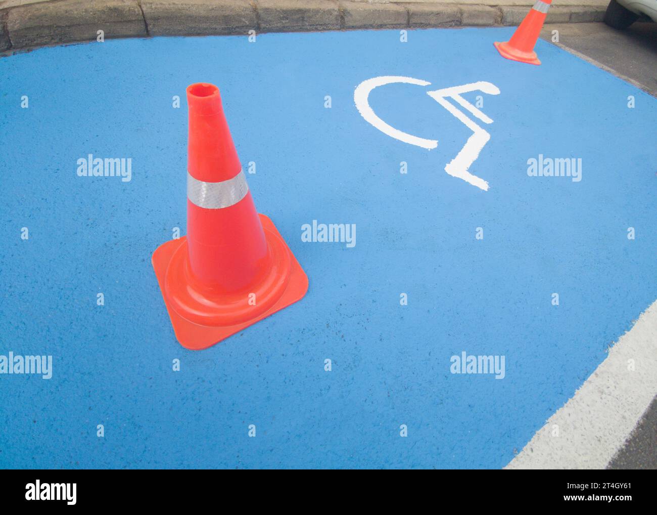 Reserved parking for vehicles of people with disabilities. Just painted ...