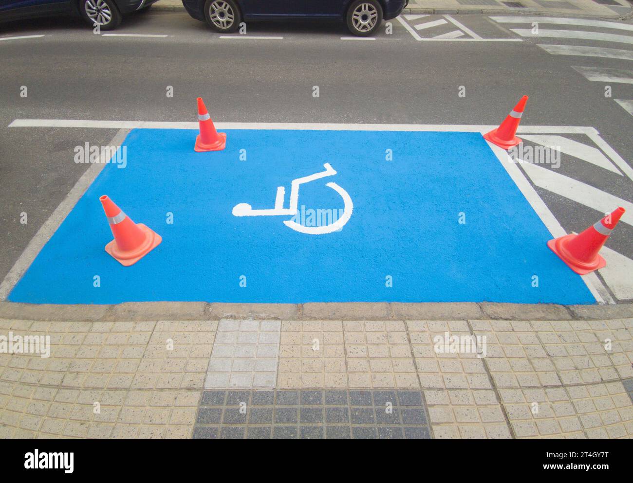 Reserved parking for vehicles of people with disabilities. Just painted ...