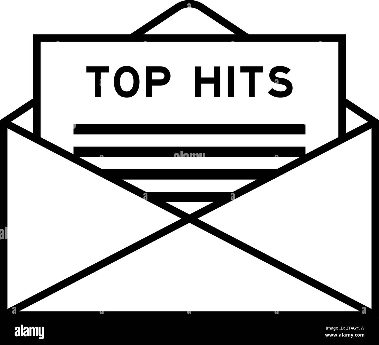 Envelope and letter sign with word top hits as the headline Stock ...