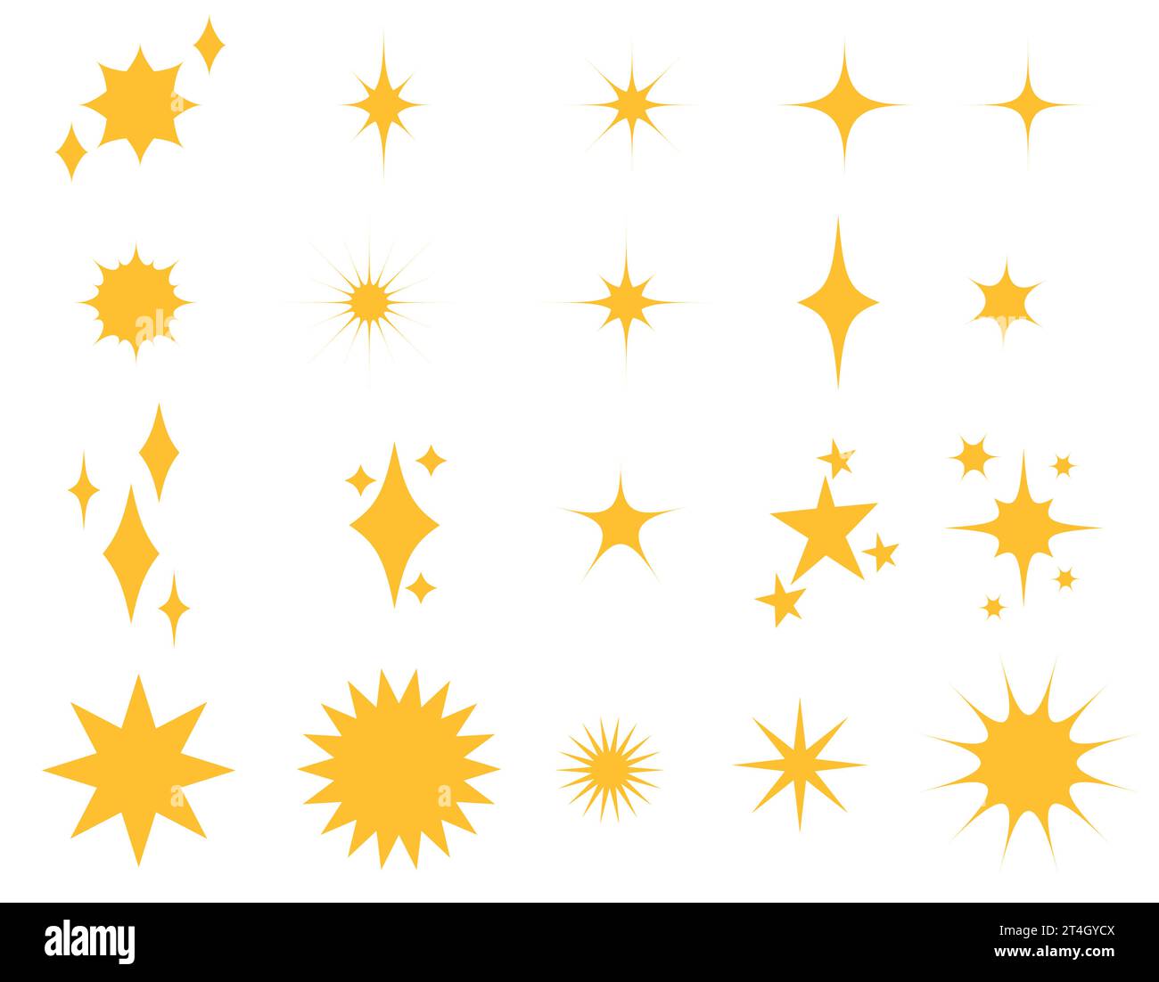 Big set of futuristic shiny stars. Star figures set. Abstract sign ...