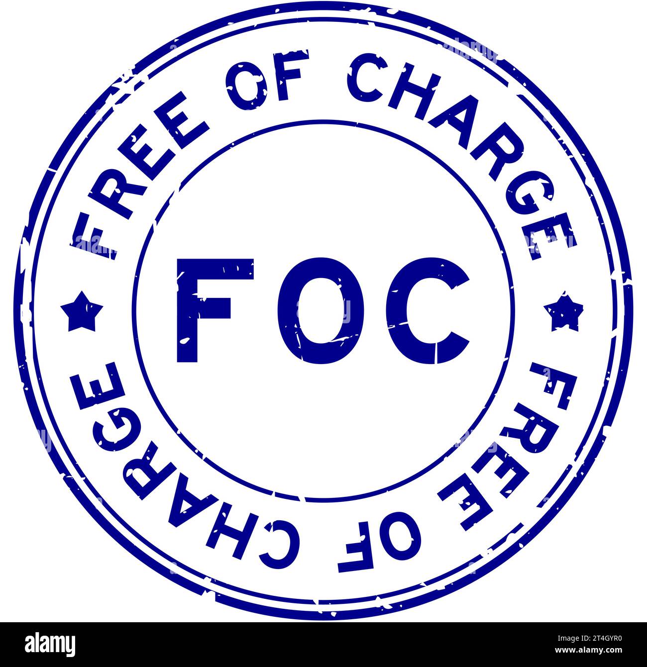 Grunge blue FOC Free of charge word round rubber seal stamp on white background Stock Vector ...