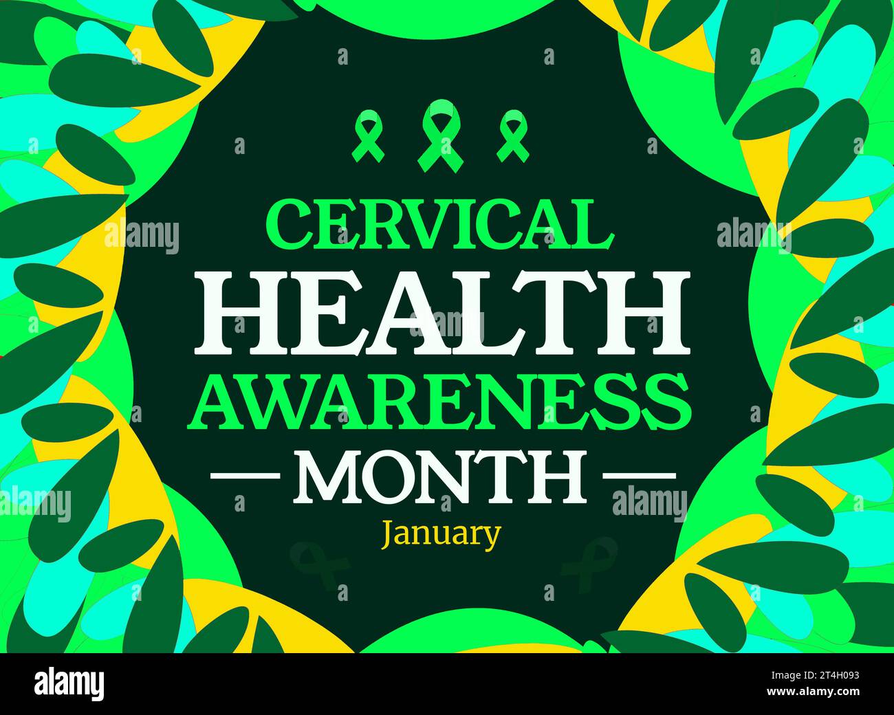Cervical Health Awareness Month colorful background with ribbon and ...