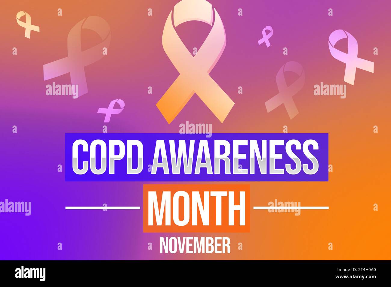 COPD Awareness Month backdrop with colorful gradient, ribbon and ...