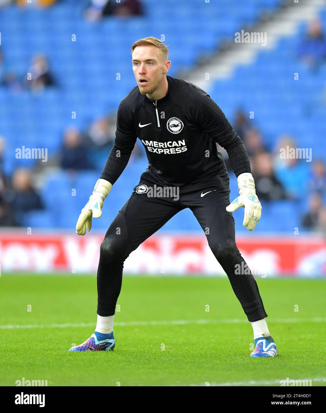 Jason Steele of Brighton warms up during the Premier League match ...
