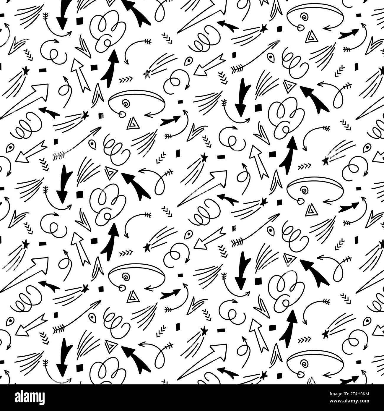 Pattern of doodle elements, arrows, lines. Vector graphics Stock Vector ...