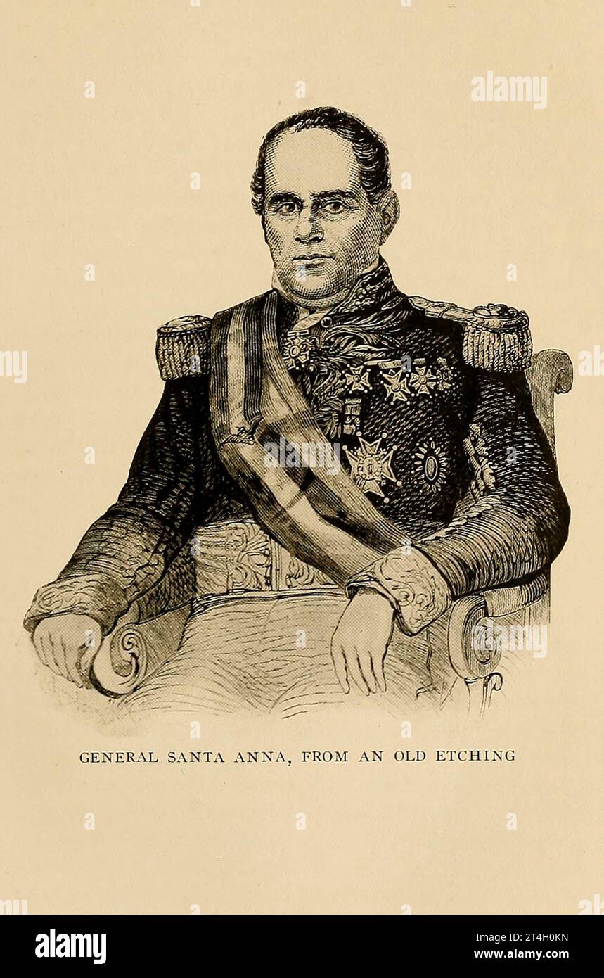 General Santa Anna, from an Old Etching from the book Texas, the ...