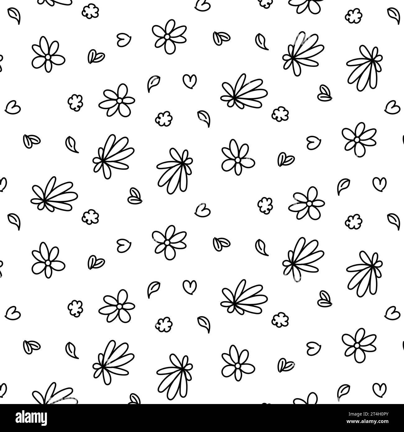 Flowers and elements doodle pattern, on a transparent background ...