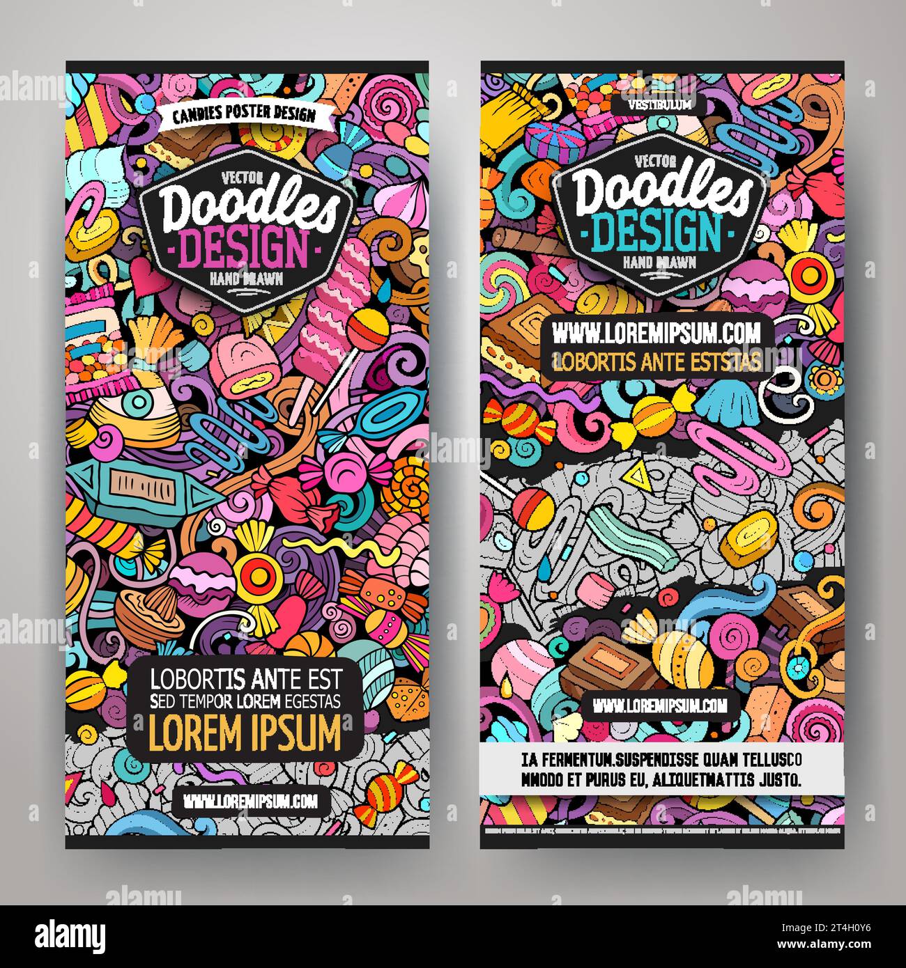 Cartoon vector doodle set of Candies corporate identity templates ...