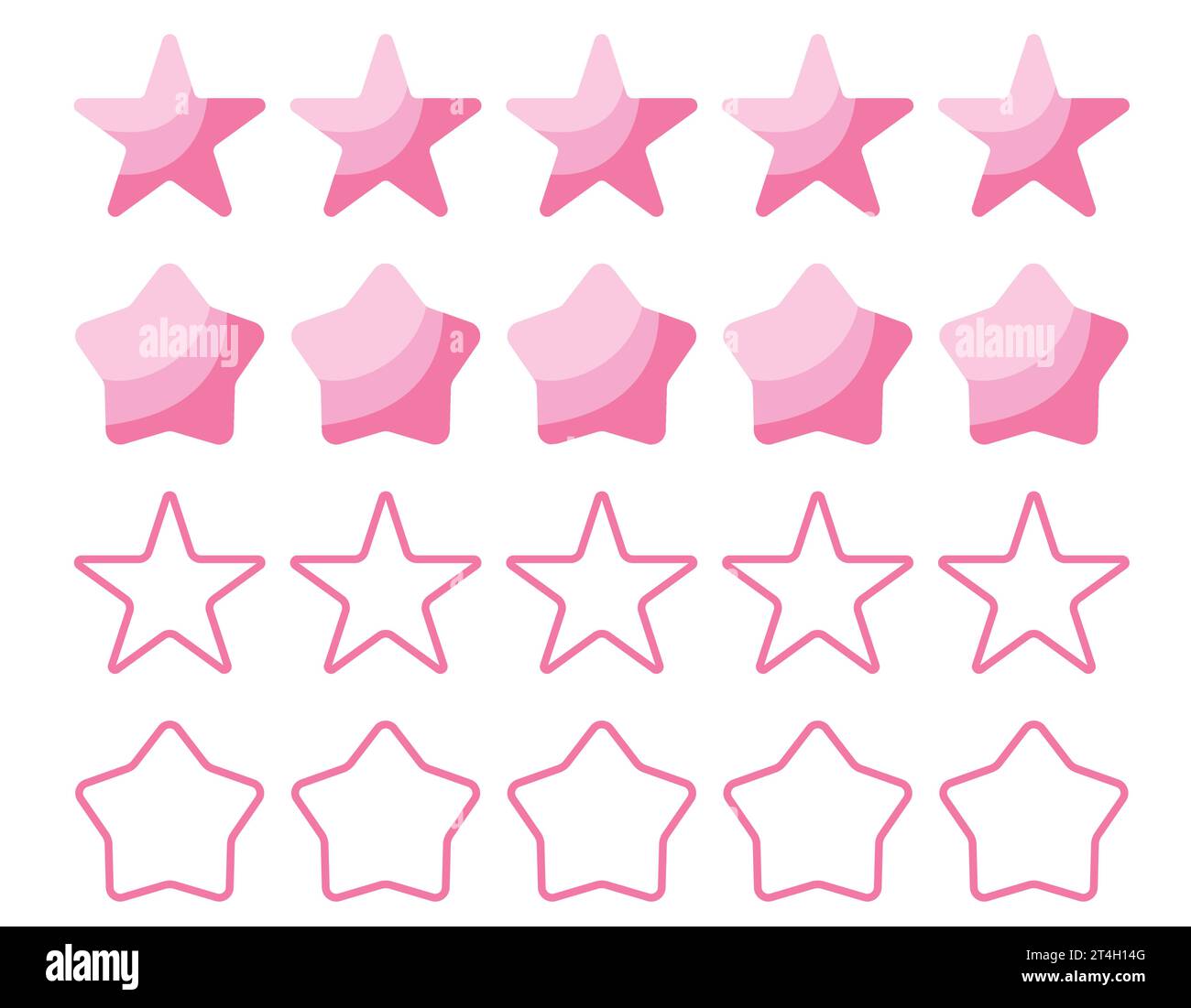 set of five vector pink shiny stars. Star figures set. Templates for ...