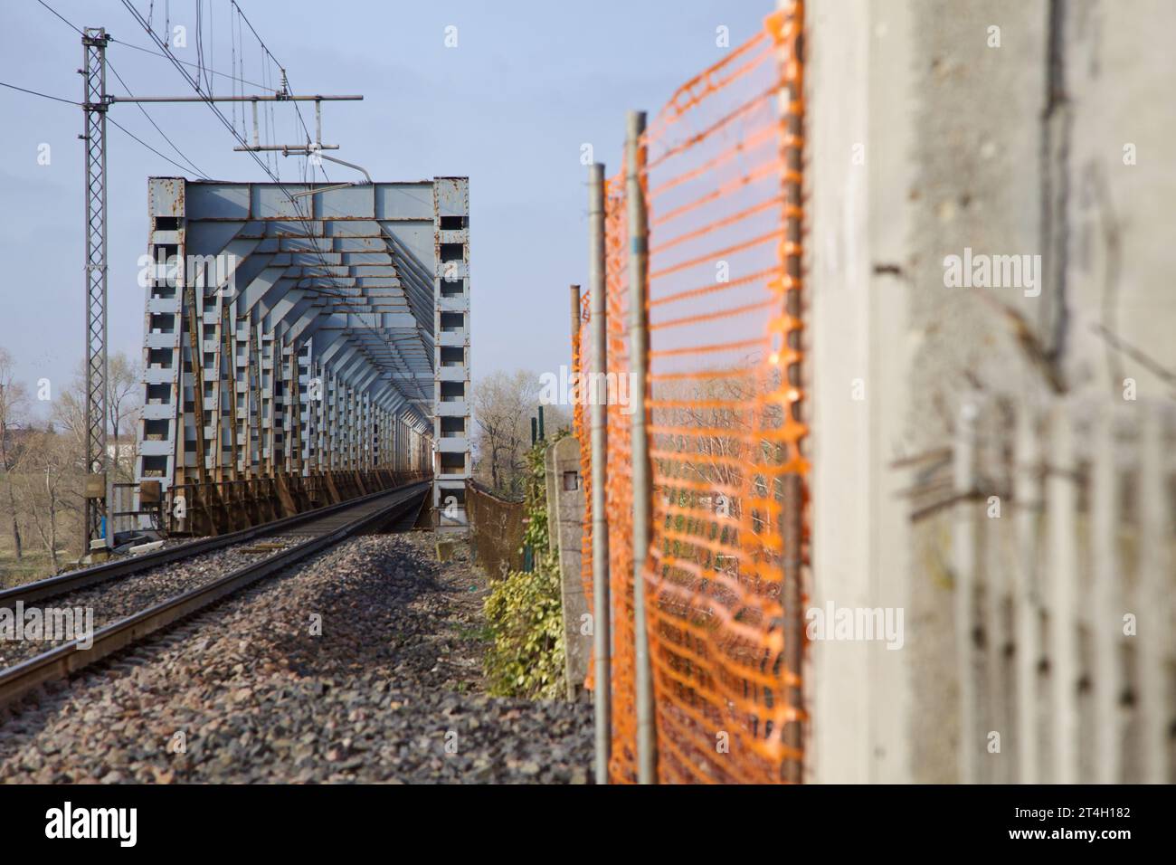 Railroad track in the italian countryside Stock Photo - Alamy