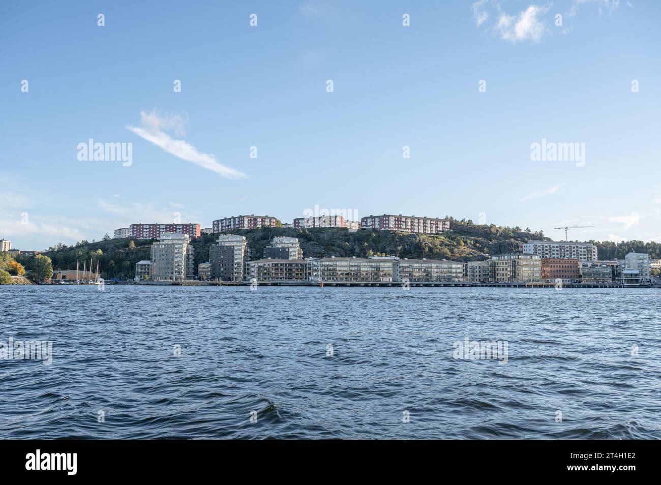 Modern apartment buildings at the Stockholm waterfront in the district ...