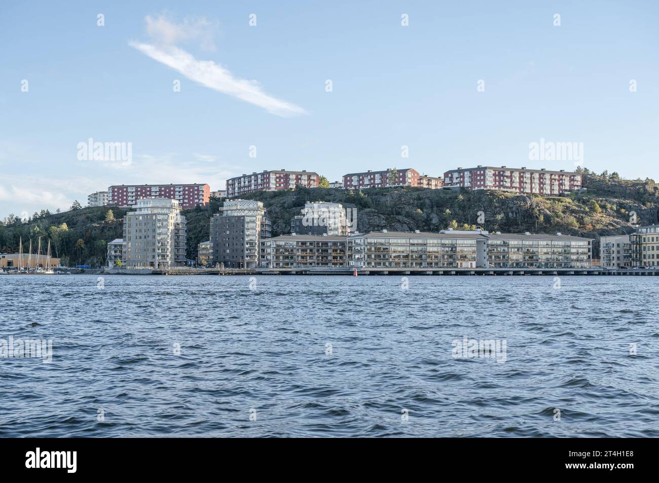 Modern apartment buildings at the Stockholm waterfront in the district ...