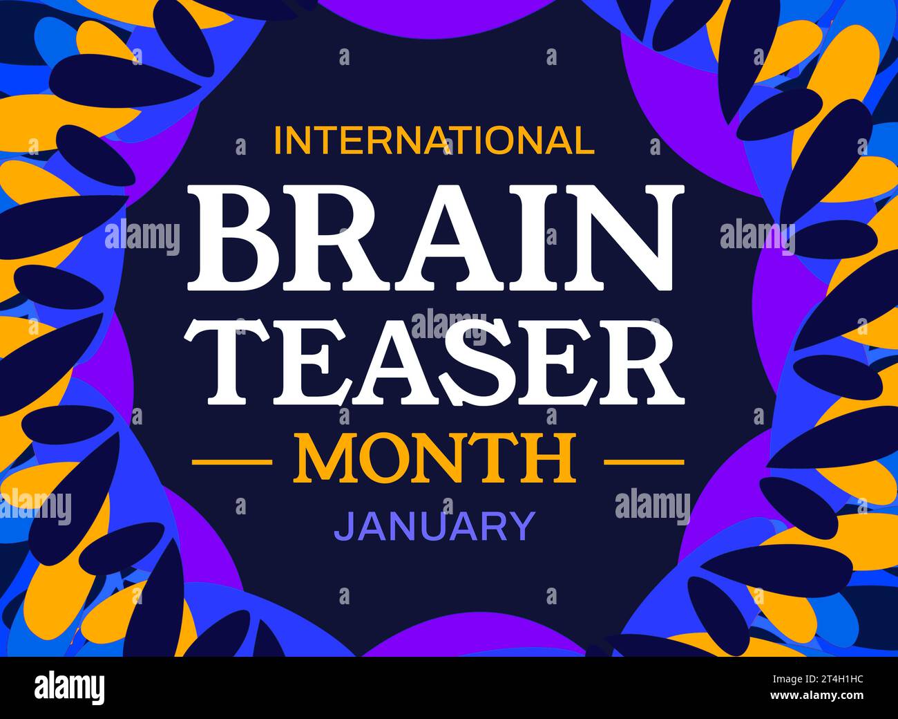 International Brain Teaser Month backdrop with colorful shapes and ...
