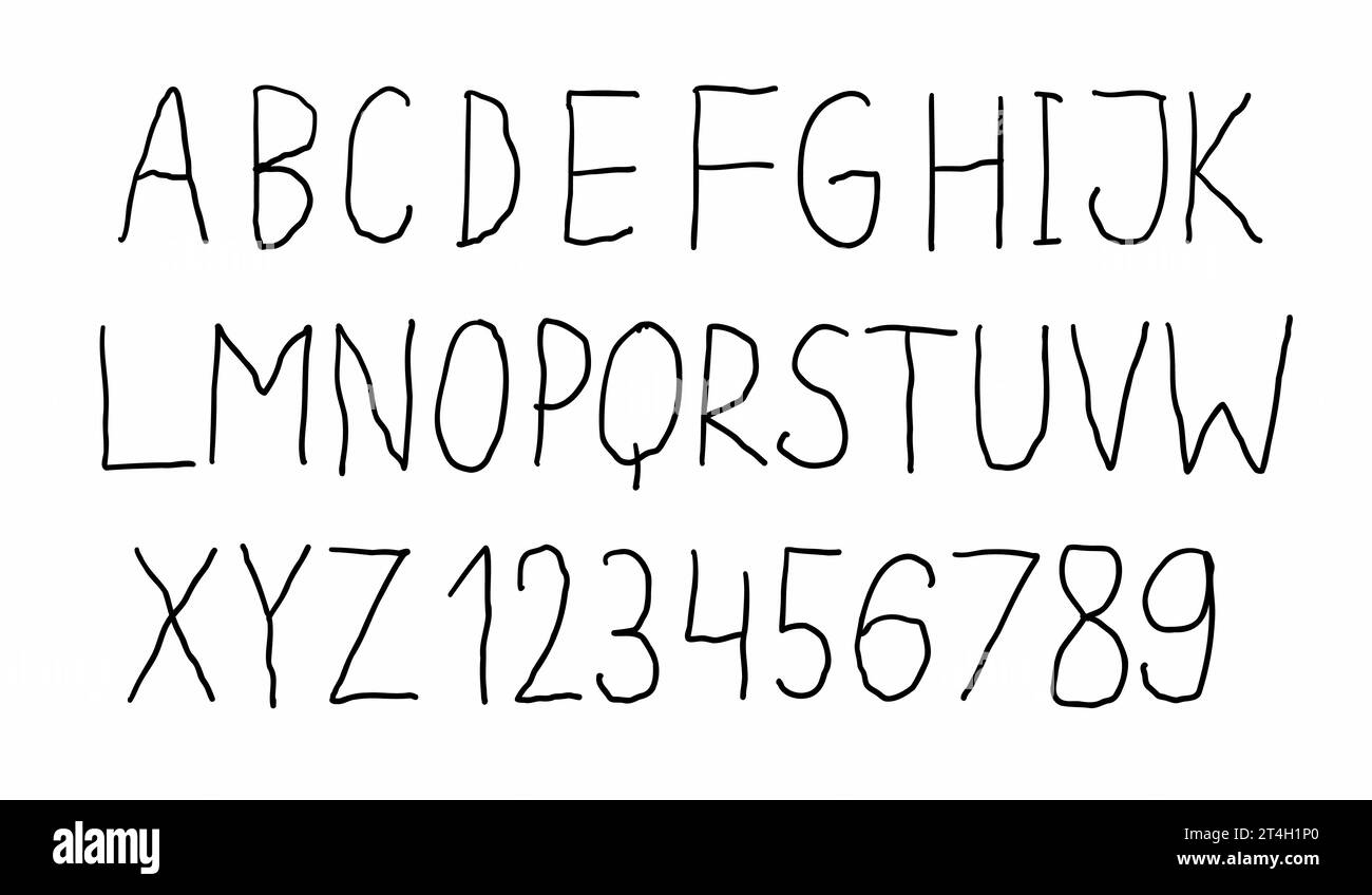 Scribble uppercase black english A to Z alphabet latin abc font and ...