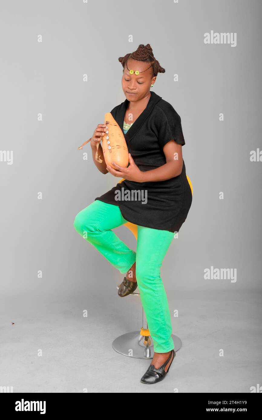 African Bantu knots hair style Stock Photo - Alamy