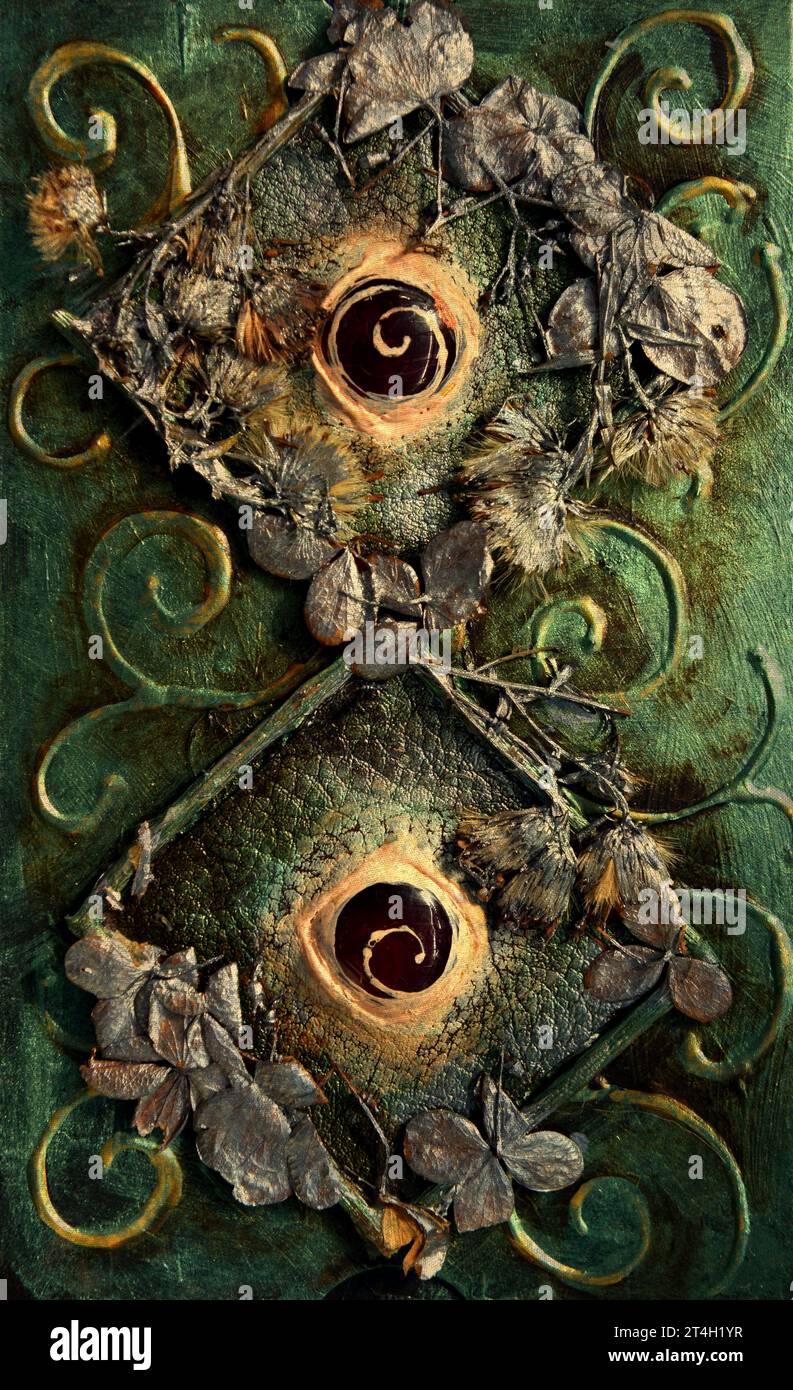 Abstract mystic background with magic elements, fantasy book cover with ...