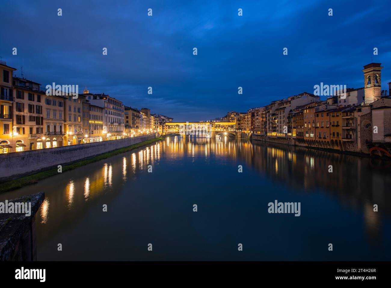 Florence, Italy: Riverside view along the river Arno looking towards ...