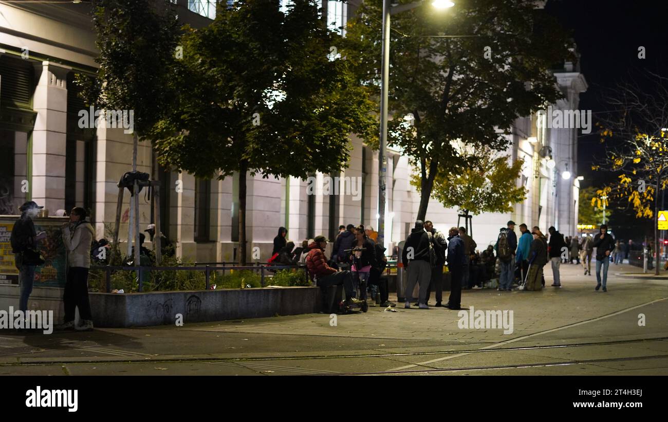 Impressions of "Gürtel" at night, Vienna, an artery of Vienna and a ...