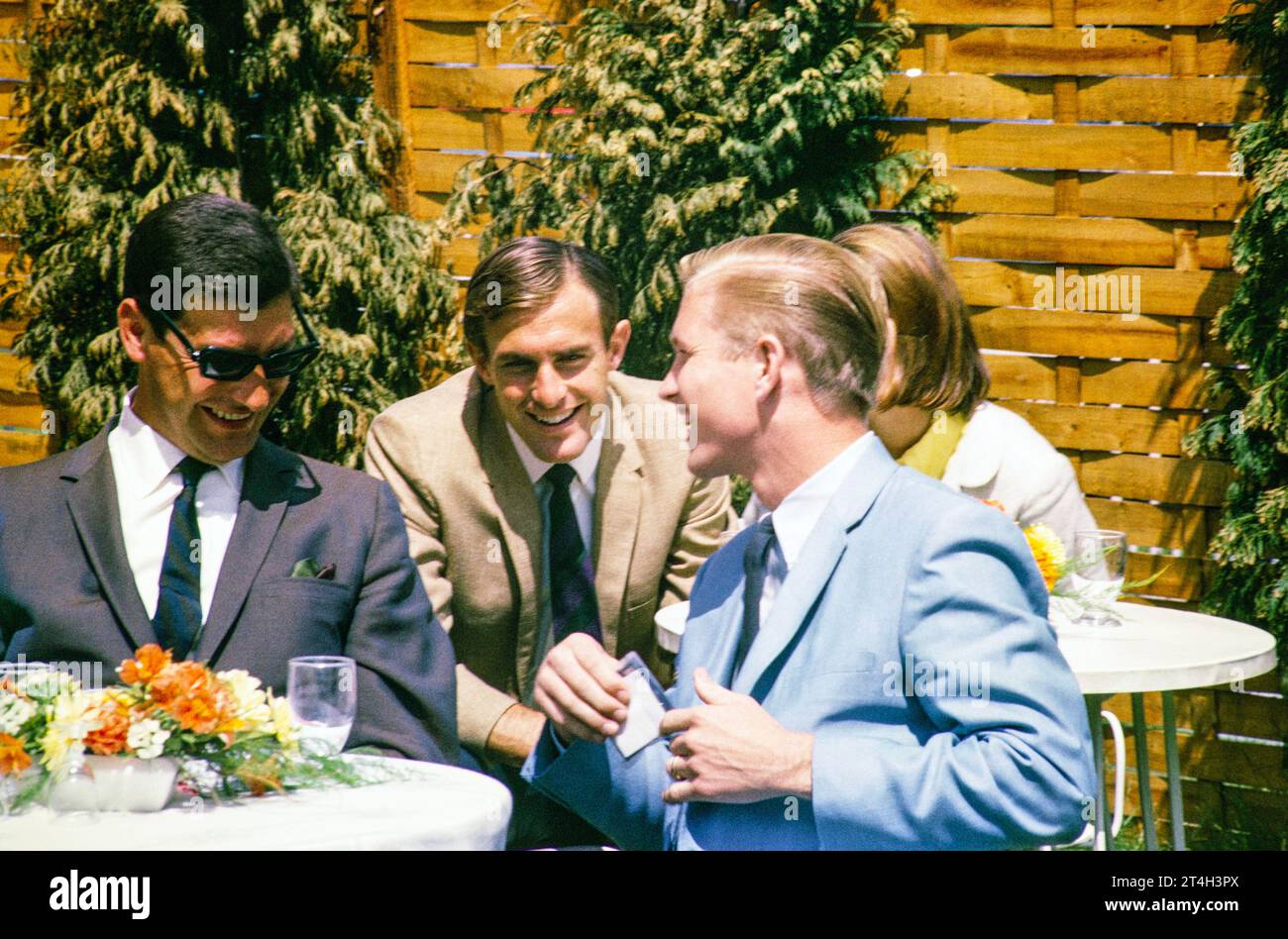 ATV television ITV outside broadcast, Wimbledon tennis tournament, England, UK 1967. interviewer ...