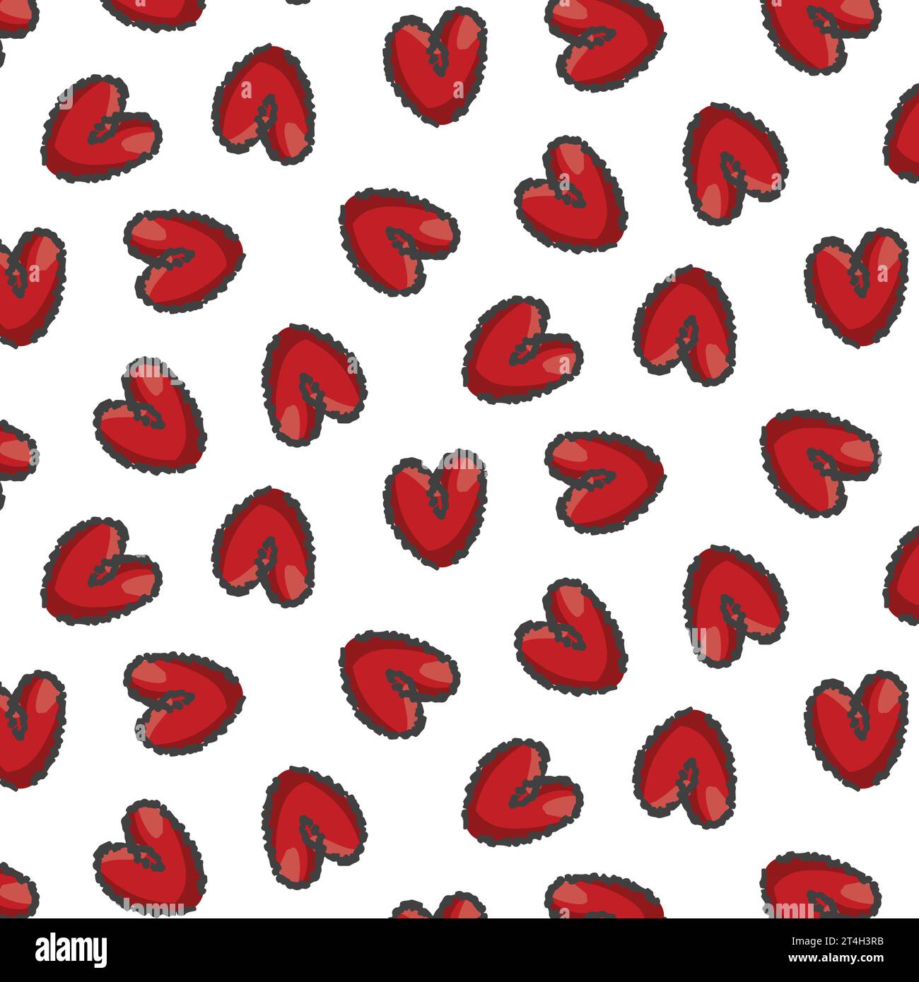 Heart pattern roundabout, drawn with a brush, design for textiles and ...