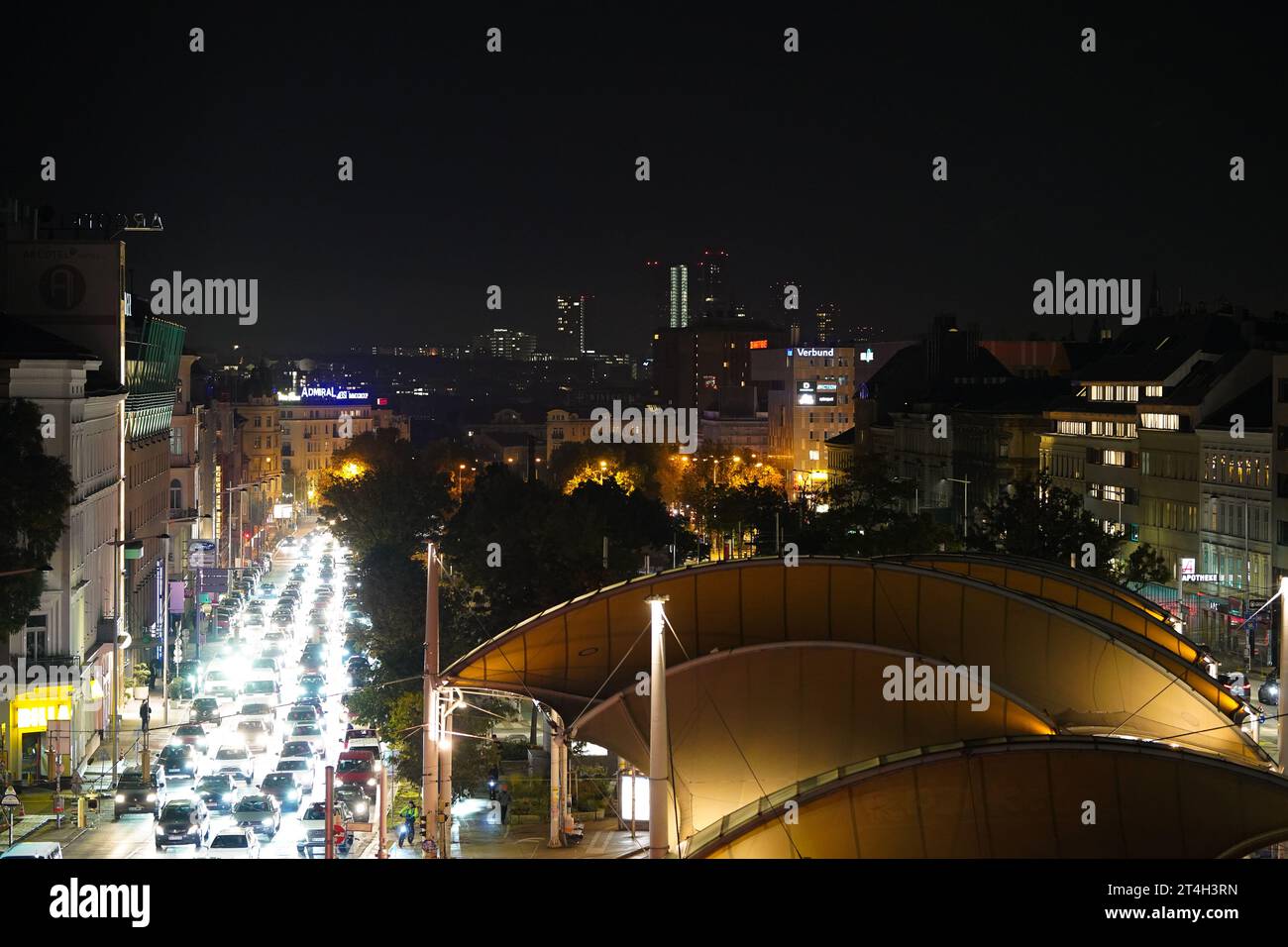 Impressions of "Gürtel" at night, Vienna, an artery of Vienna and a ...