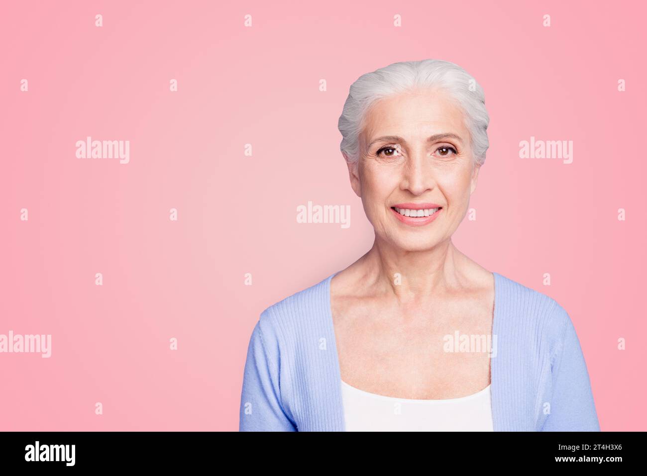 Grey Haired Old Nice Beautiful Confident Pleasant Smiling Woman Copy