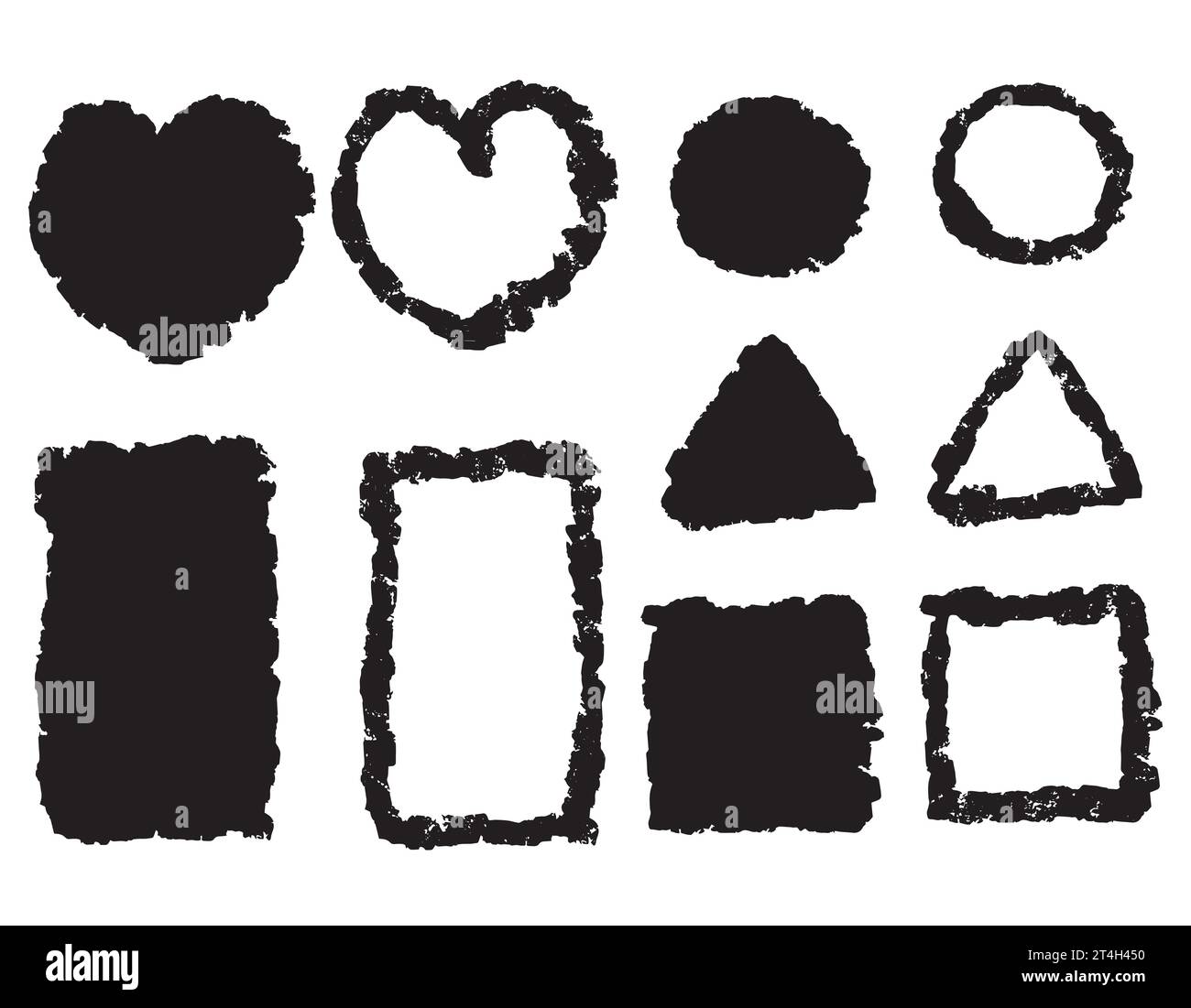 Rectangle, square, heart, circle, triangle drawn with a brush, vector ...