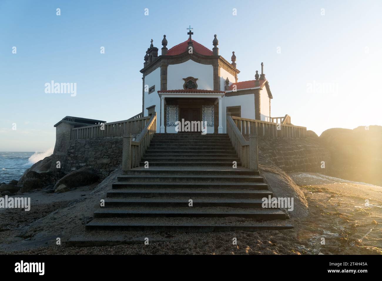 Capela do Senhor da Pedra or Lord of the rock chapel at sunset, Miramar ...