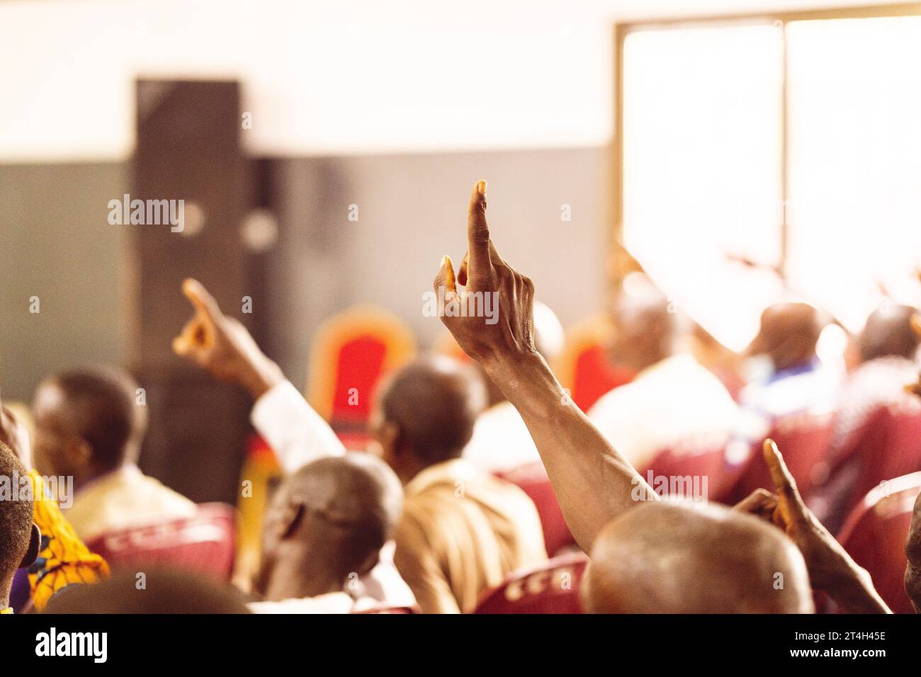 A large congregation gathered in a church in Abidjan, Cote d'Ivoire ...